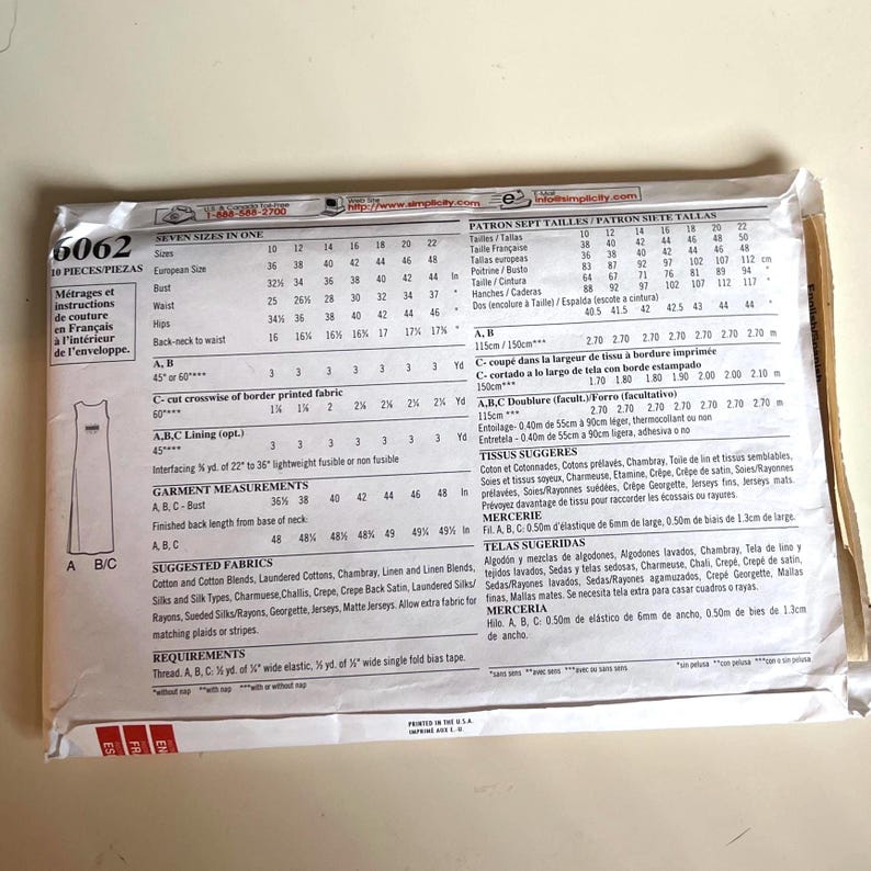 Uncut* Casual Long Dress Sewing Pattern: Simplicity 6062, Sizes 10-22 ...