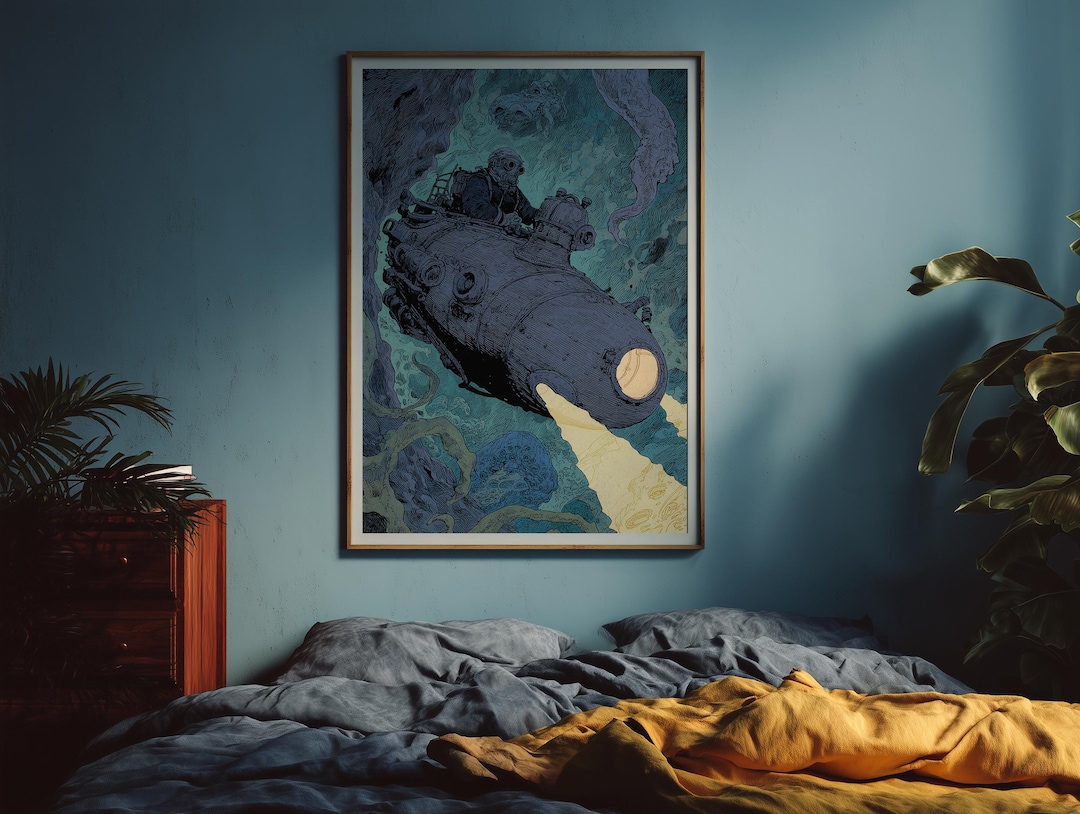 Captain Nemo Comic Digital Artwork - Ocean Adventure Illustration ...