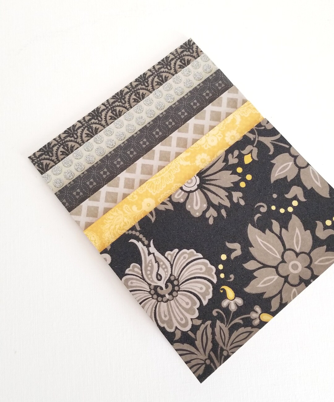 Black and Yellow Floral Notecard Set, 6 Count With White Envelopes - Etsy
