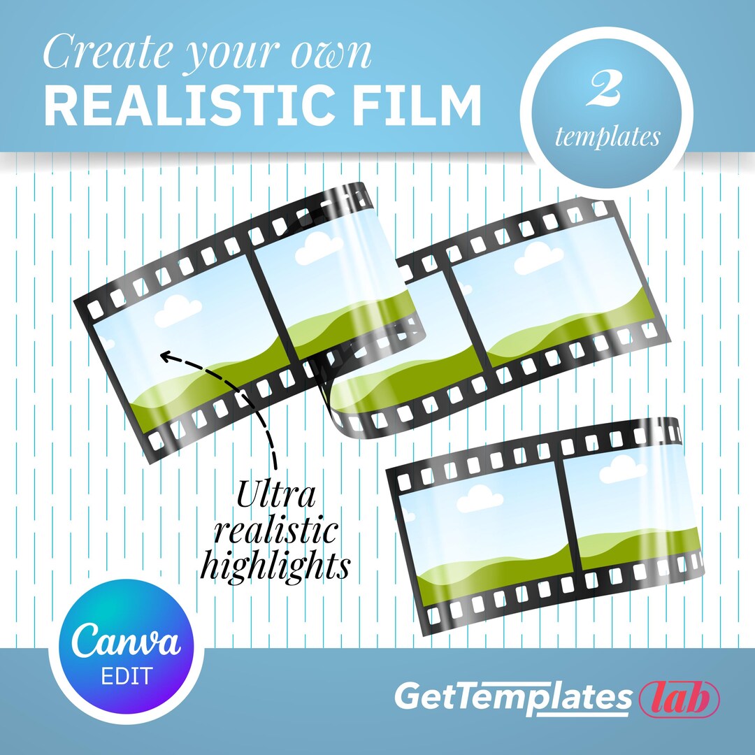 Editable Film Strip Photo Collage Frame: Canva Template (digital ...