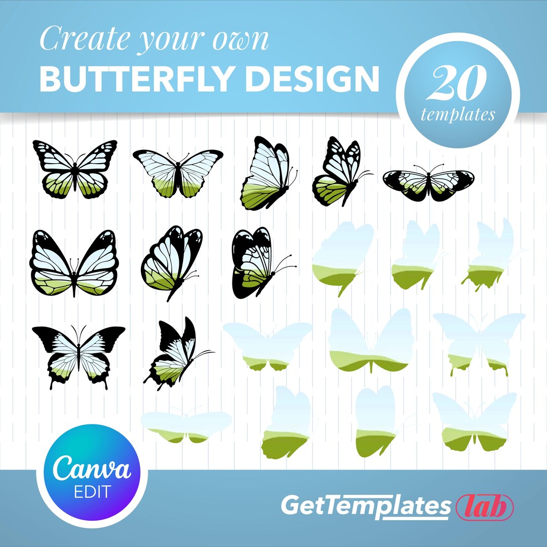 Butterfly Canva Template: Editable Drag & Drop Frames (digital Download ...