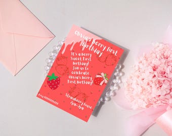 Berry Birthday Invitation | Editable Canva Template | Watercolour ...