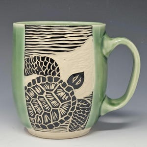 Handmade Sea Turtle Mug | Sea Turtle Tea Mug | Unique Turtle Coffee Cup ...