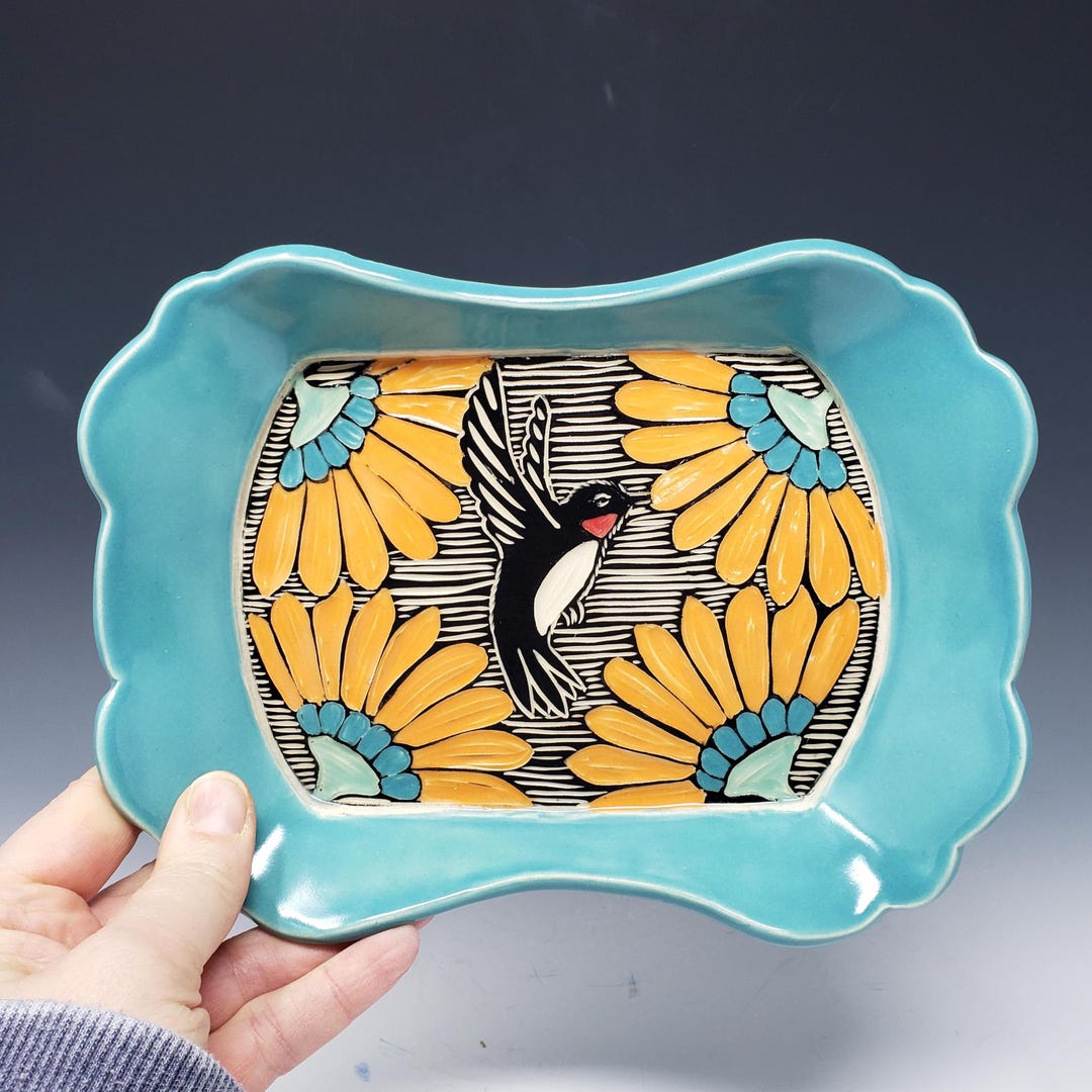 Hummingbird Sgraffito Ceramic Plate | Catch All Dish| Bird Lover Gift ...