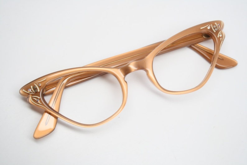 1950 Cat Eye Eyeglasses Mint Rust Rhinestone Cateye Frames - Etsy