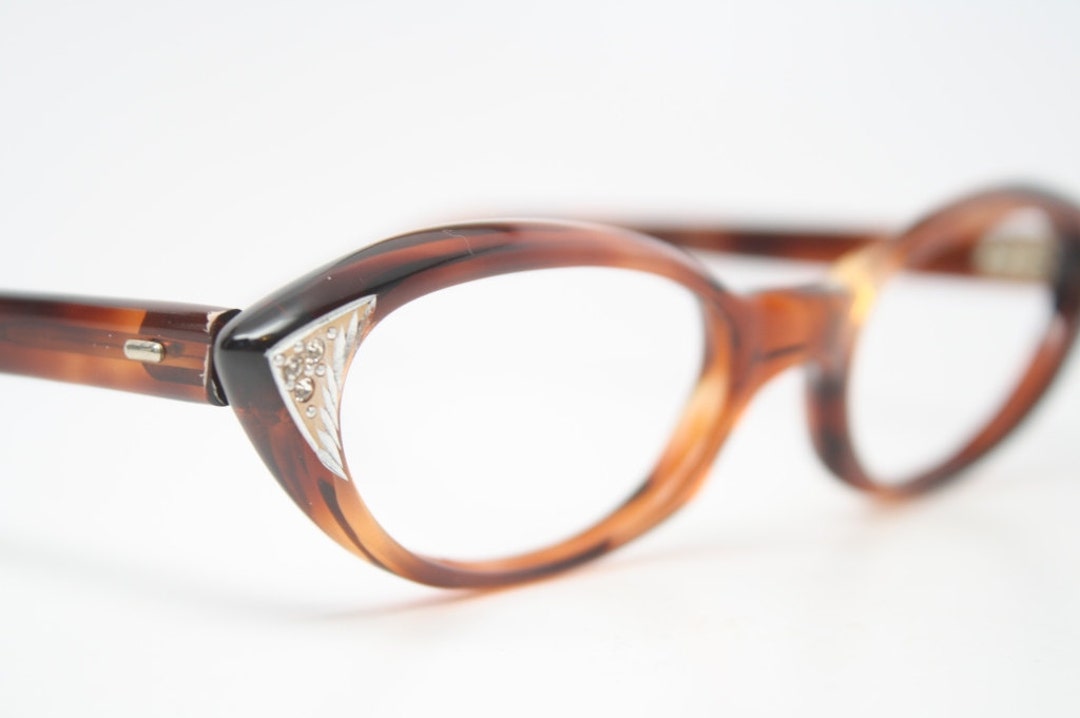 Tortoise Rhinestone Cat Eye Glasses Vintage Pointy Cateye Frames - Etsy