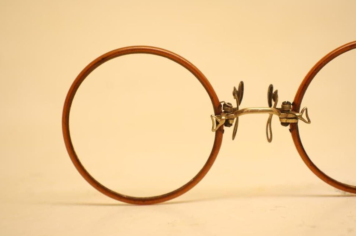 Antique Brown Hard Bridge Pince Nez Eye Glasses Vintage Eyeglasses - Etsy