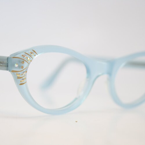 Black Cat Eye Glasses Vintage Rhinestone Cateye Frames Nos Etsy