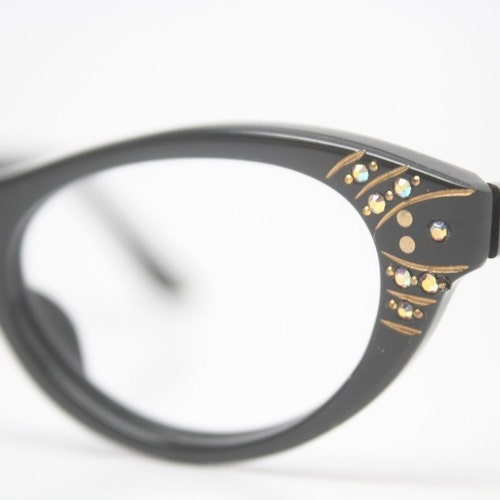 Rhinestone Cat Eye Glasses Vintage Cateye Frames 1950s Etsy