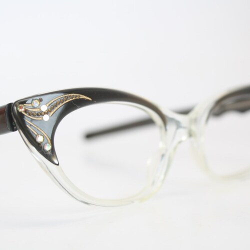 Rhinestone Cat Eye Glasses Vintage Cateye Frames 1950s Etsy