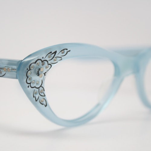 Rhinestone Cat Eye Glasses Vintage Cateye Frames 1950s Etsy