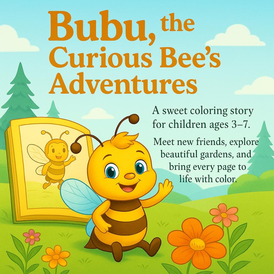 Printable Kids Story & Coloring Book, Bee Adventure With Activities ...