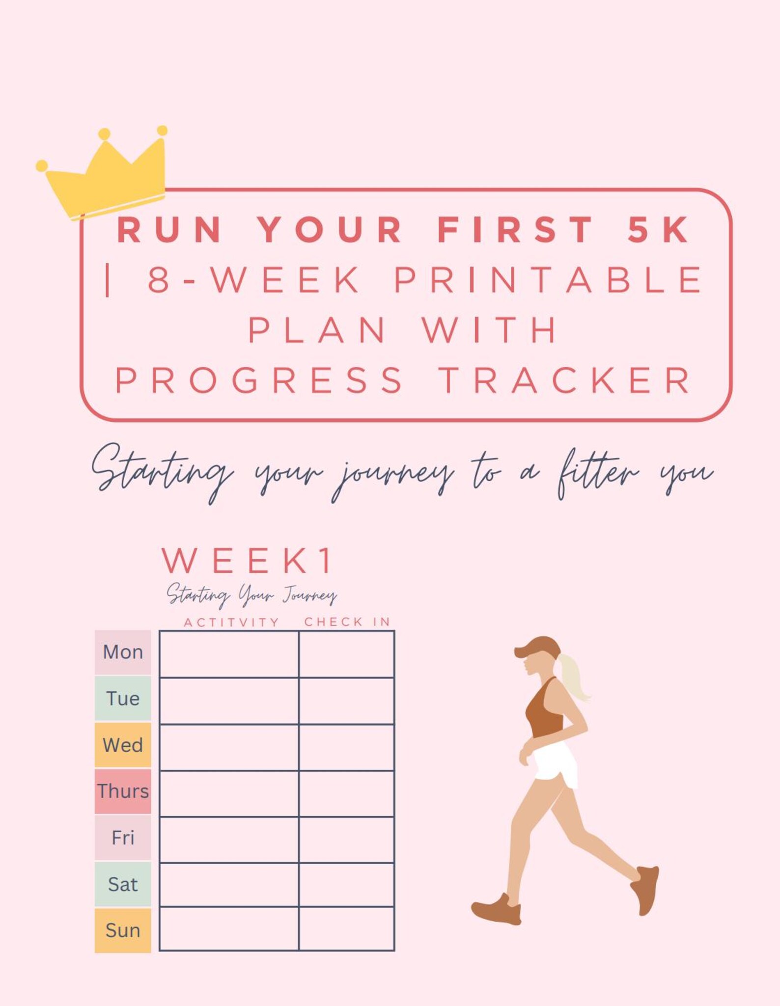 Couch to 5K | 8-week Training Plan | Beginner Running Plan | Printable ...
