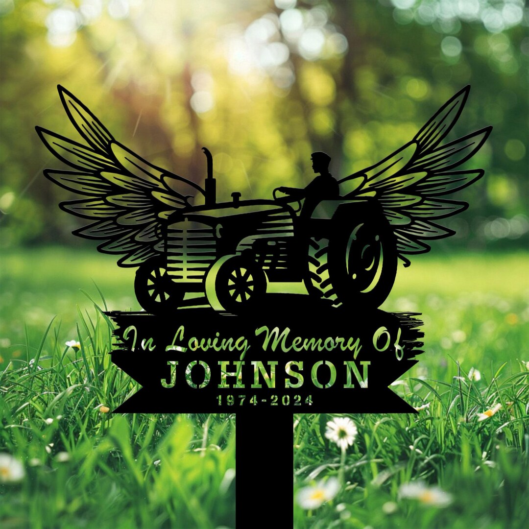 Personalized Farmer on Tractor Memorial Stake, in Loving Memory Of ...