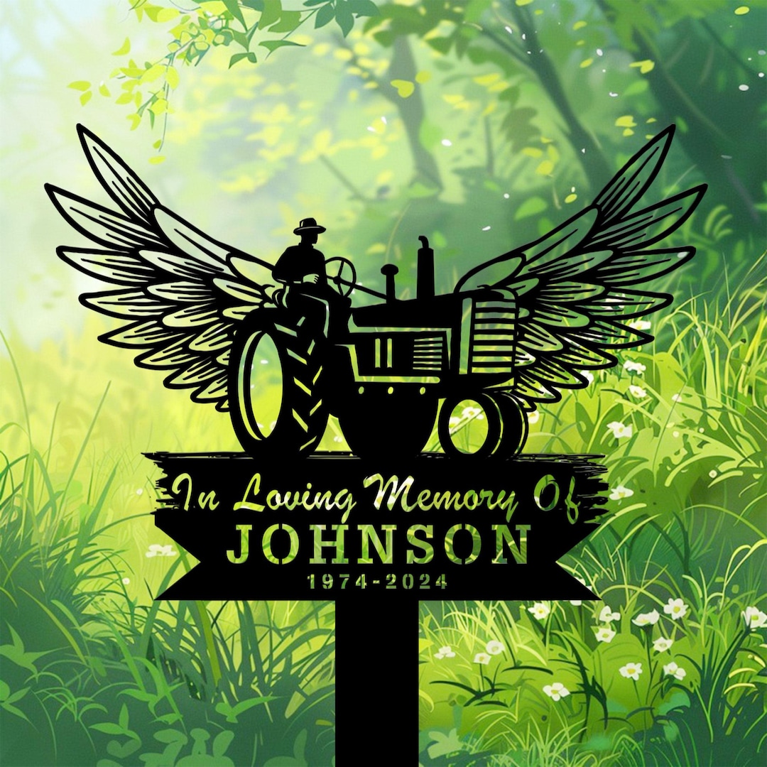 Personalized Farmer on Tractor Memorial Stake, in Loving Memory Of ...