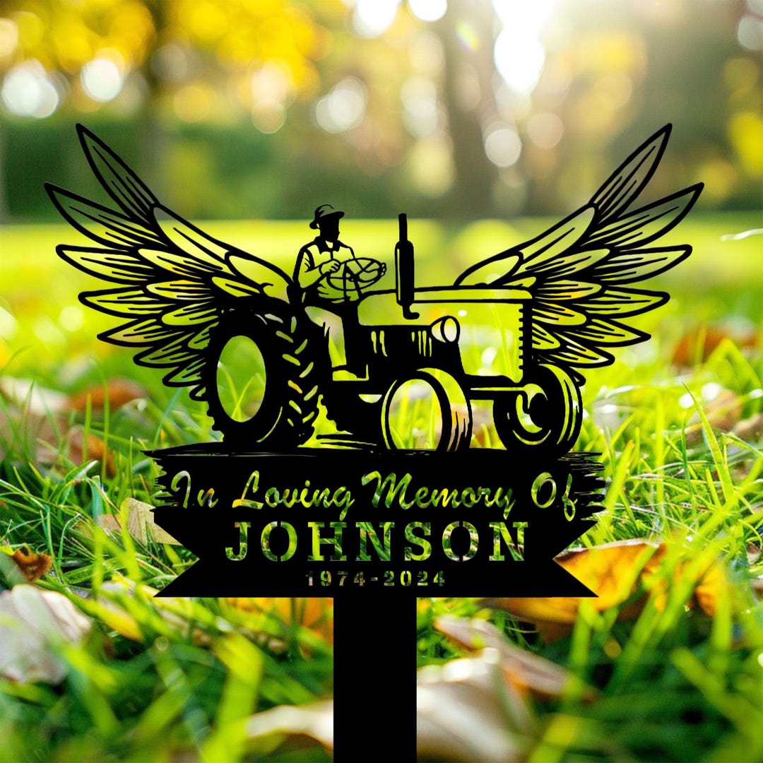 Personalized Farmer on Tractor Memorial Stake, in Loving Memory Of ...