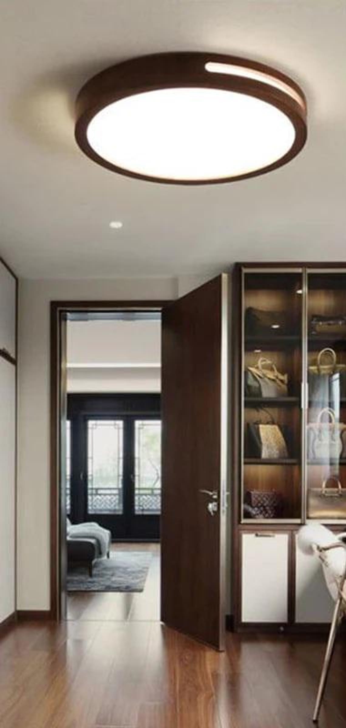 Minimalist Wooden LED Ceiling Lamp, Ultra-thin Modern Flush Mount Light ...
