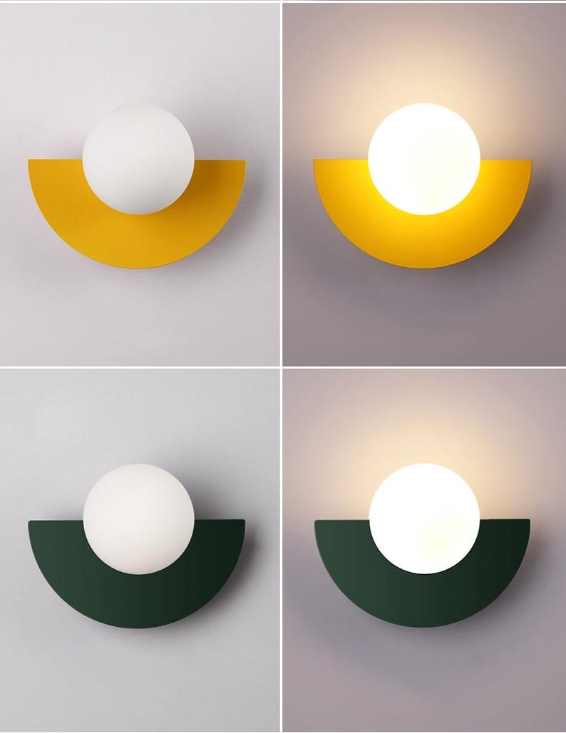 Playful Geometric Wall Sconce, Colorful Mid-century Modern Lighting ...