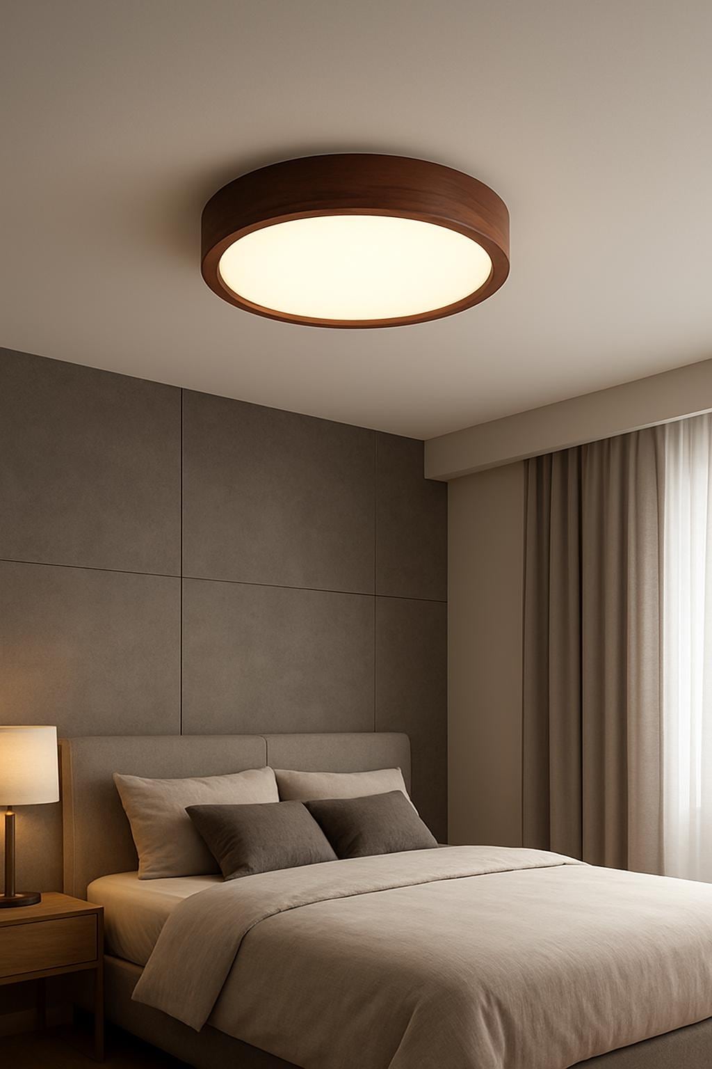 Minimalist Wooden LED Ceiling Lamp, Ultra-thin Modern Flush Mount Light ...