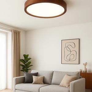 Minimalist Wooden LED Ceiling Lamp, Ultra-thin Modern Flush Mount Light ...