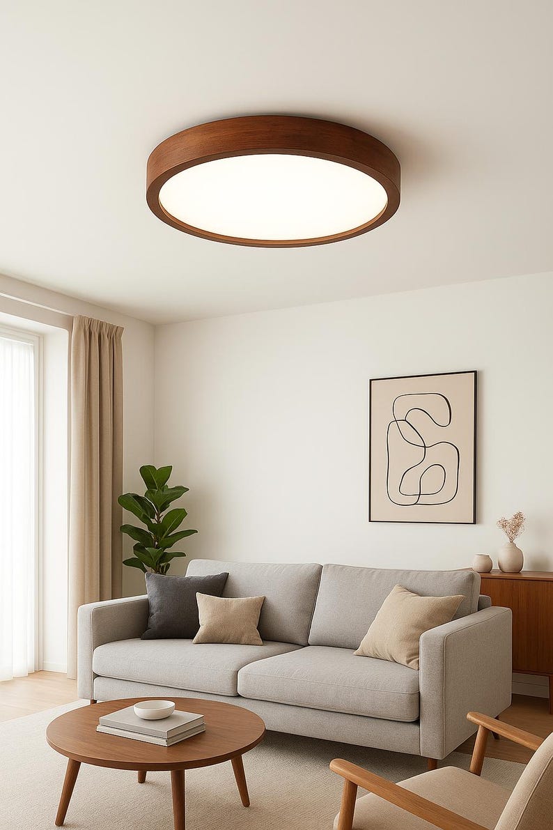Minimalist Wooden LED Ceiling Lamp, Ultra-thin Modern Flush Mount Light ...