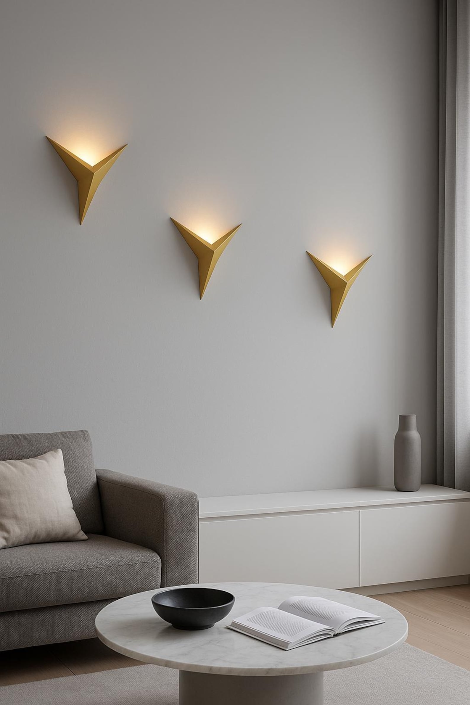 Geometric Triangle Wall Sconce, Modern LED Accent Light, Black White or ...