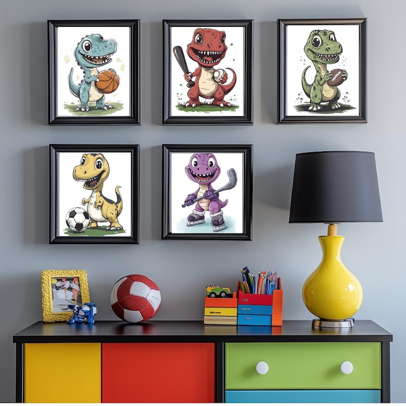 Dinosaur Baseball Prints - Etsy