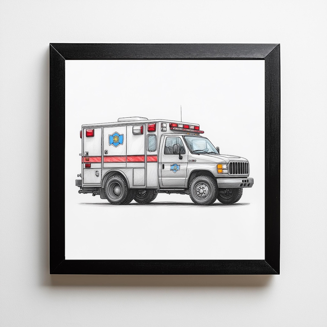 Ambulance Art | Digital Download Wall Art | Doctor | Emergency Vehicles ...