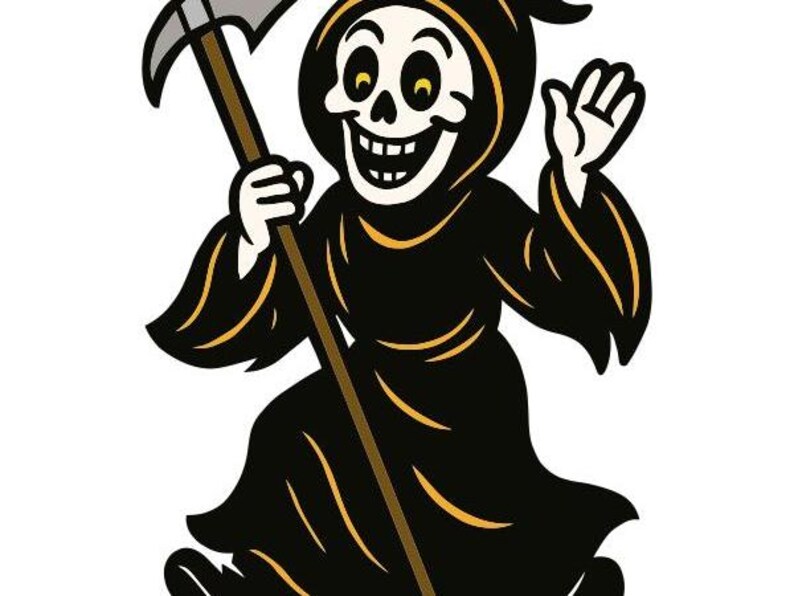 Grim Reaper Line Art – Vintage Halloween Skeleton Cutout | DIY Decor ...