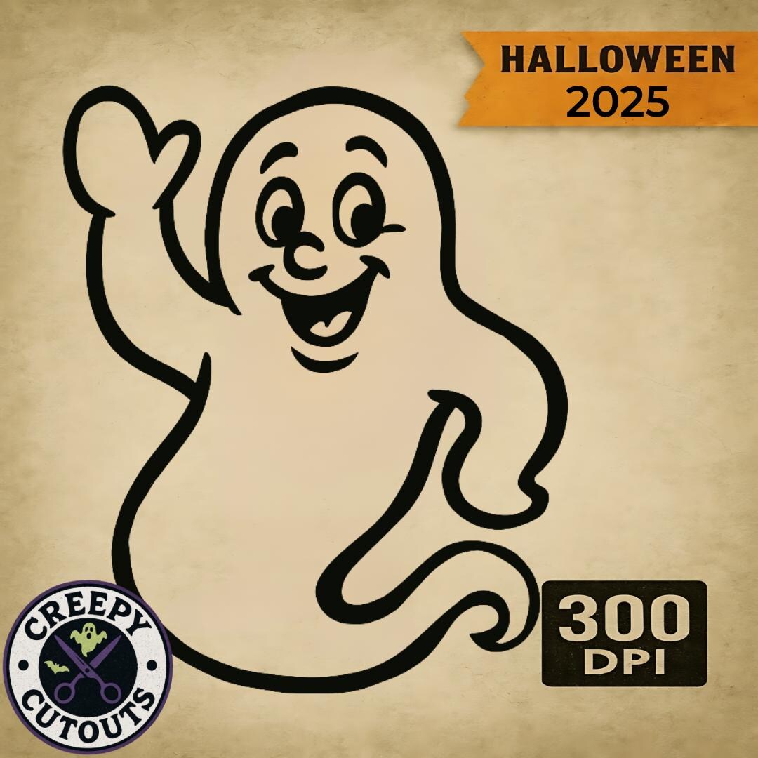 Waving Ghost Line Art – Vintage Halloween Ghost Cutout | DIY Decor ...