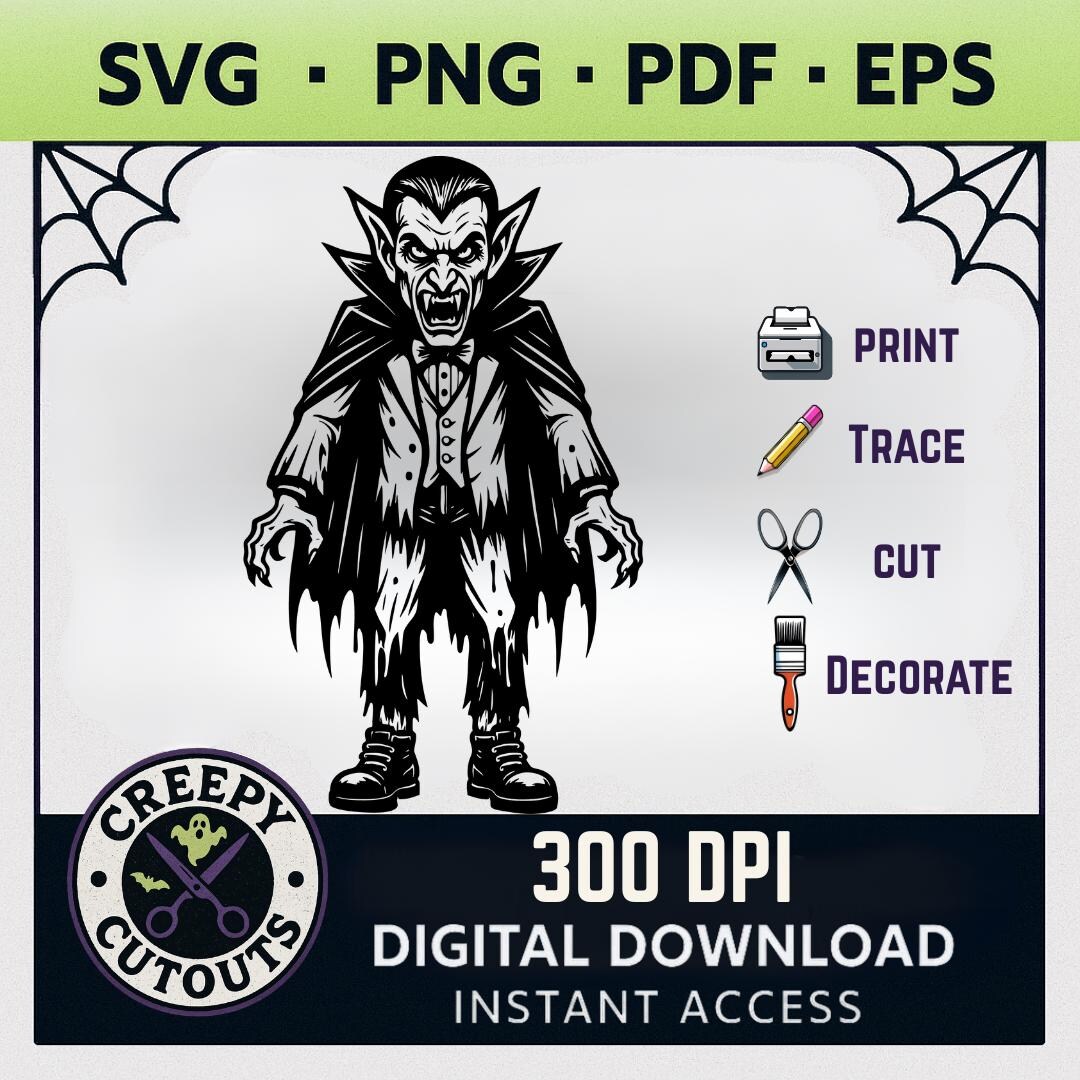 Vampire Dracula Halloween Clipart – Svg, Png, Pdf, Eps – 300 Dpi ...