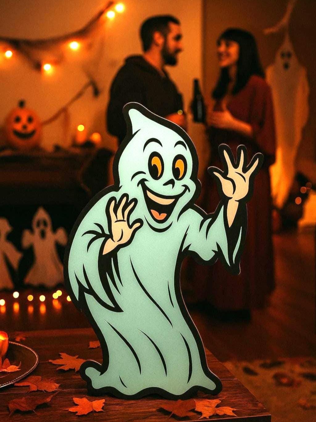 Smiling Ghost Line Art – Halloween Cutout for DIY Decor | Png Svg Eps ...