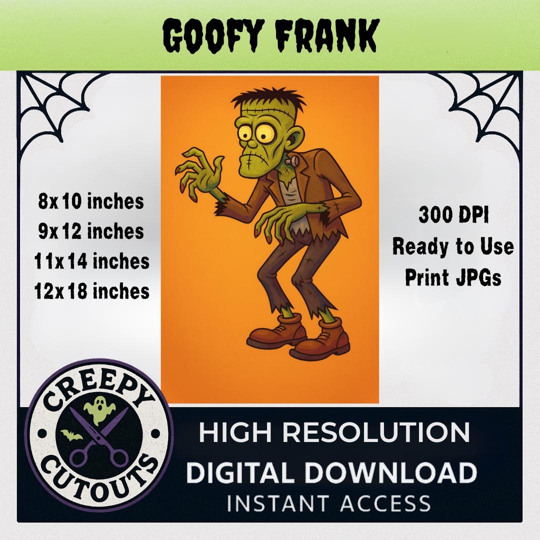Goofy Frankenstein Print: Retro Halloween Monster Art (digital Download ...
