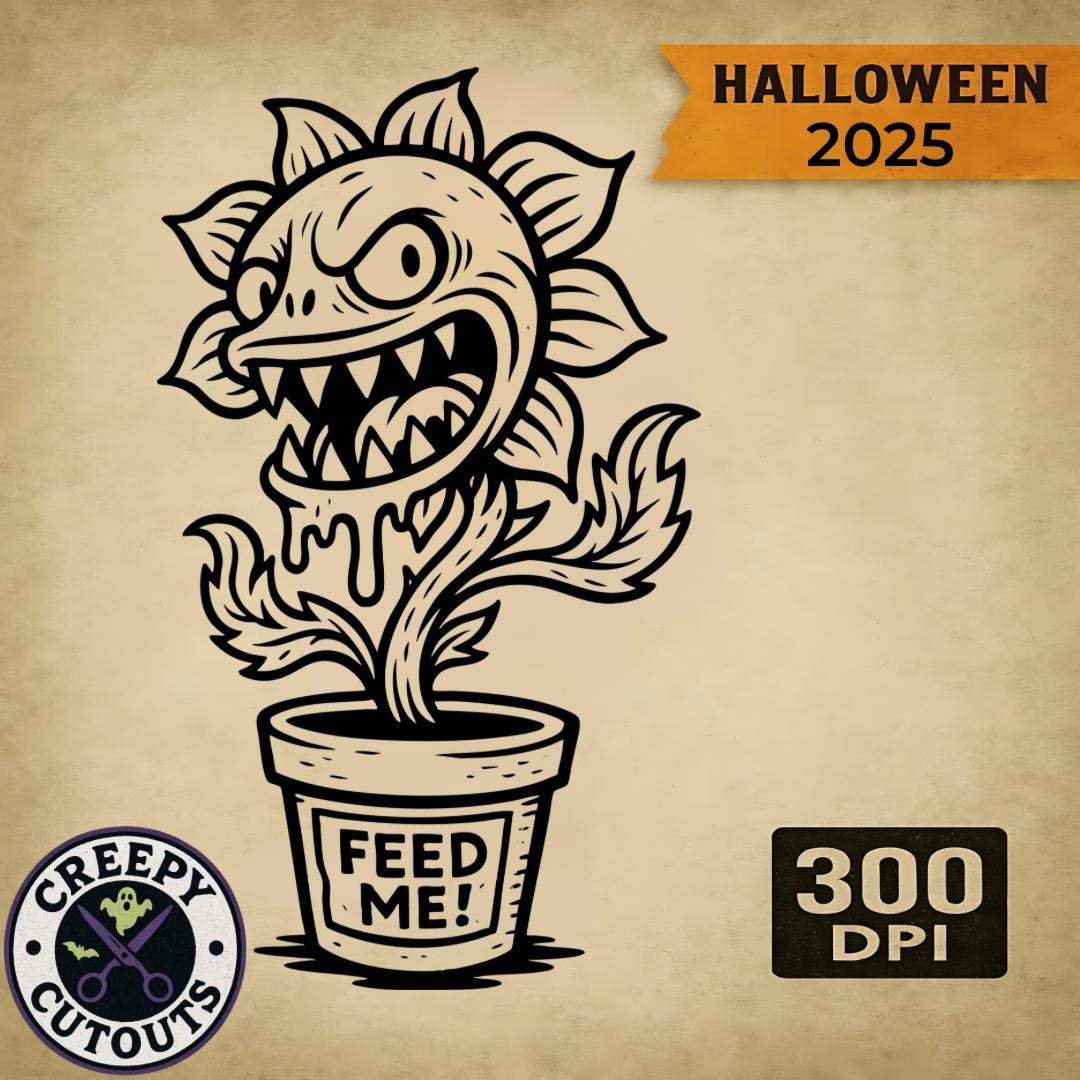 Creepy Carnivorous Plant Clipart – Sinister "feed Me" Flower Svg, Png ...