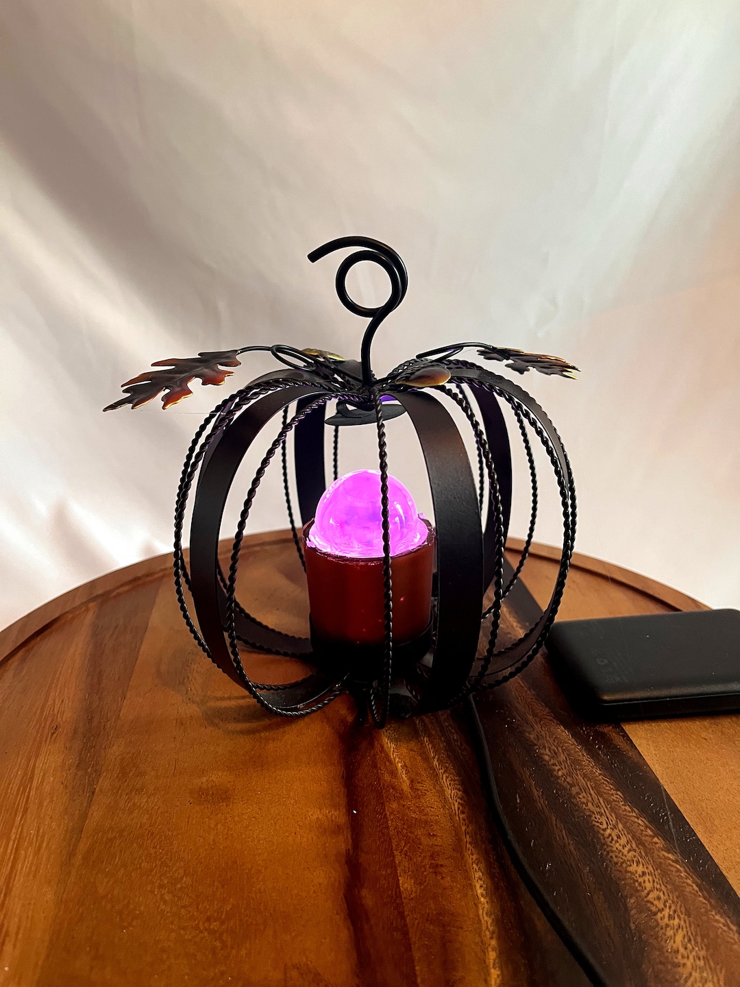 7" Meditation Lantern Light - Metal Pumpkin With Glass Ball, Relaxing ...