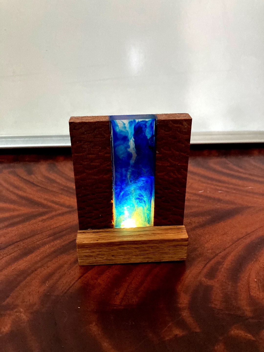 Tigerwood and Blue Swirling Resin Light - Etsy