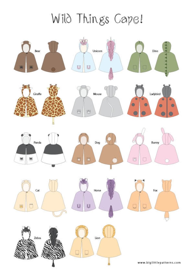 Animal Cape - Child - Digital PDF Sewing Pattern - Etsy