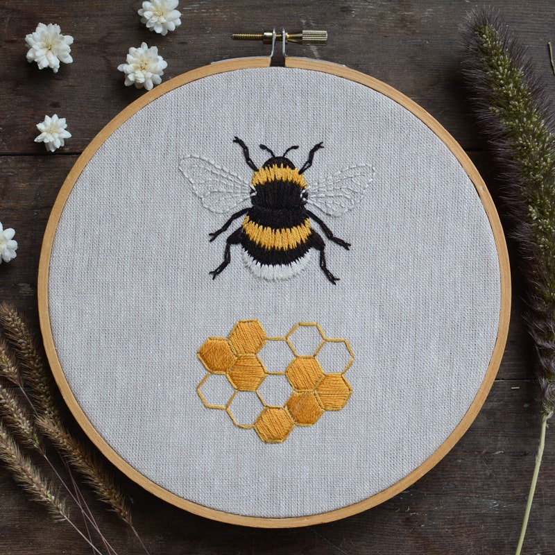 Bee Embroidery - Etsy