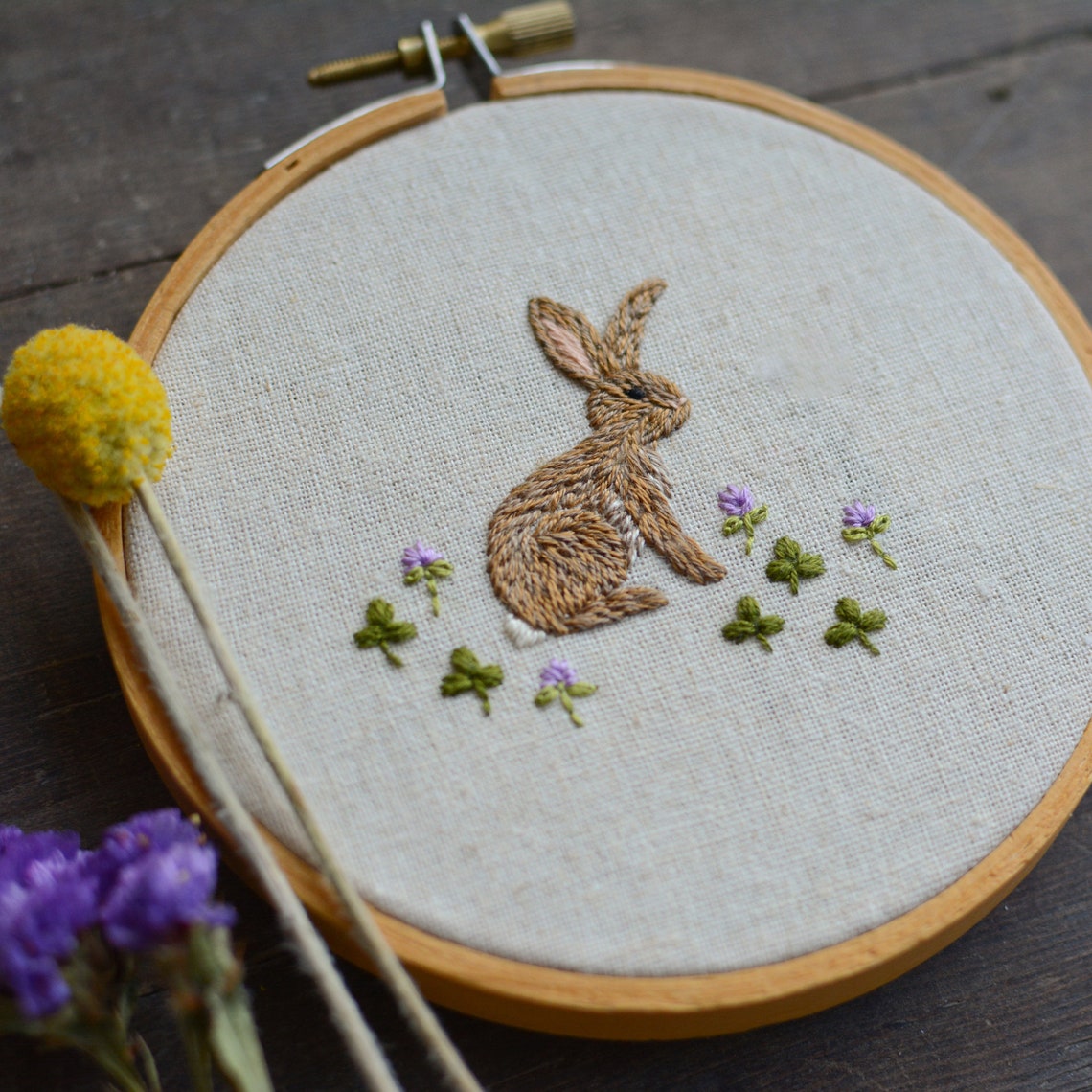 Bunny Collection Bunny in the Clover Patch Embroidery - Etsy