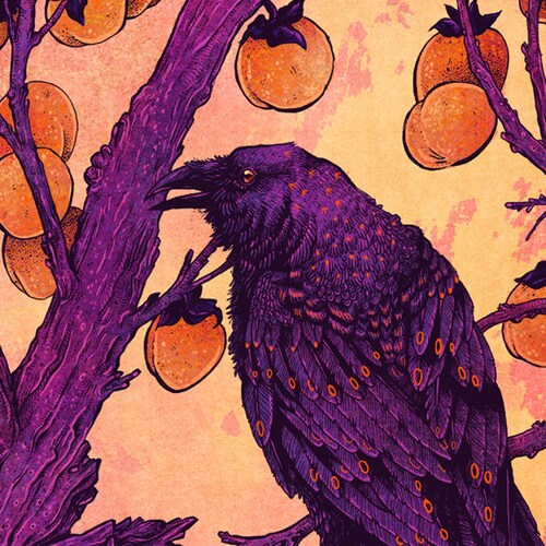 8x10 Raven and Persimmons Metallic Print - Etsy