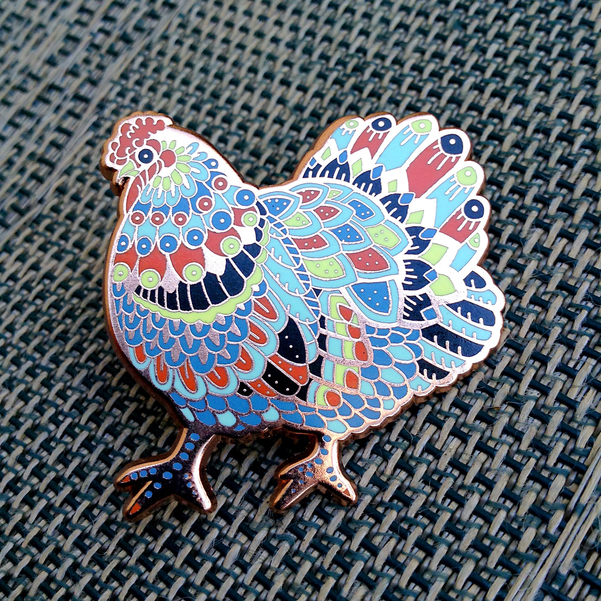 Ornate Chicken Pins in Rose Gold | Etsy