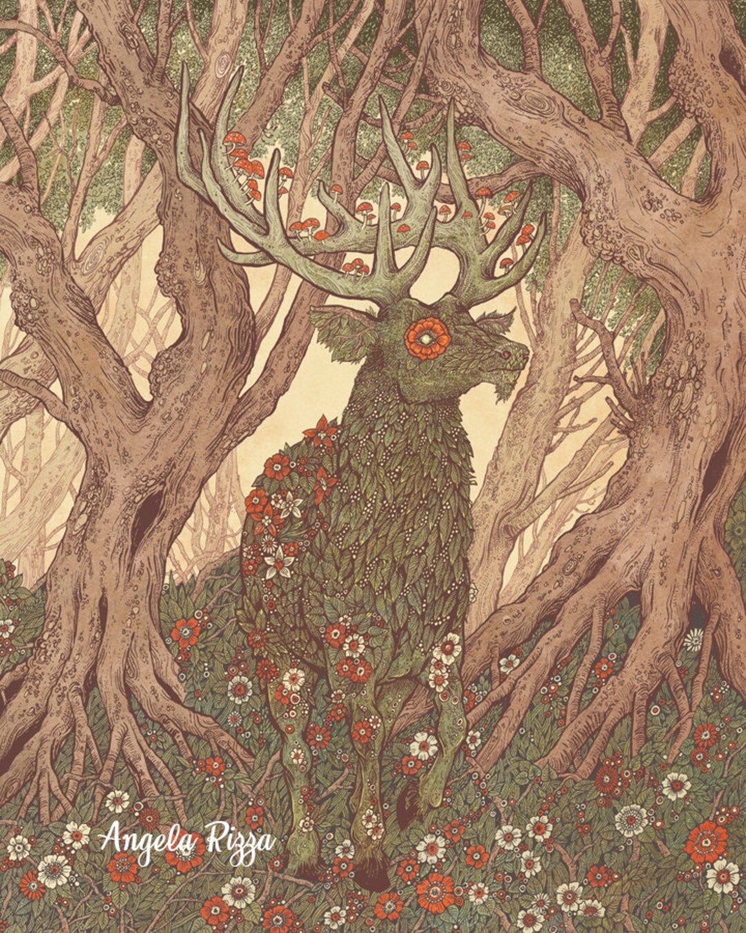 Elemental Stag 8x10" Metallic Print - Etsy