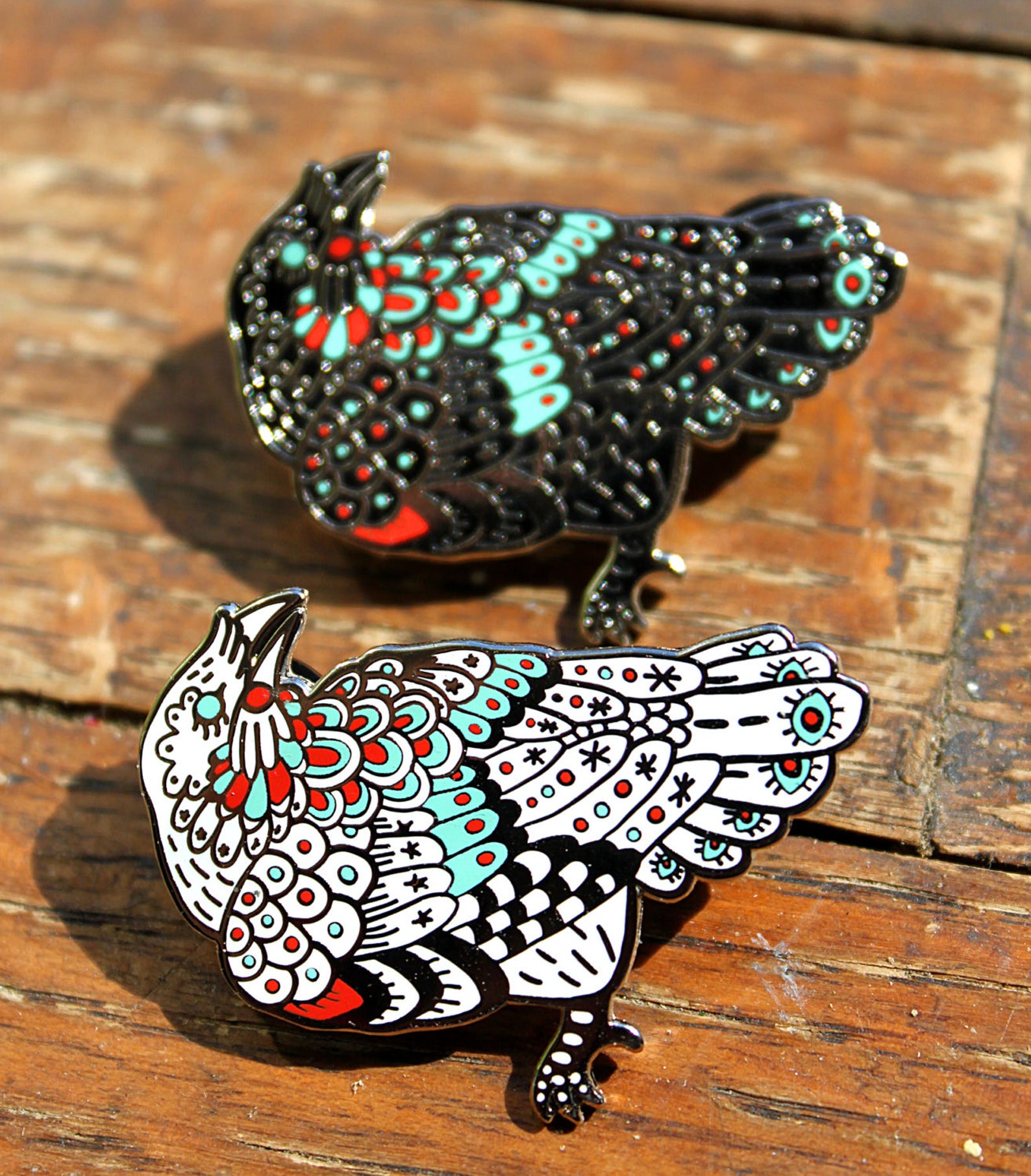 Enamel Raven Pins - Etsy