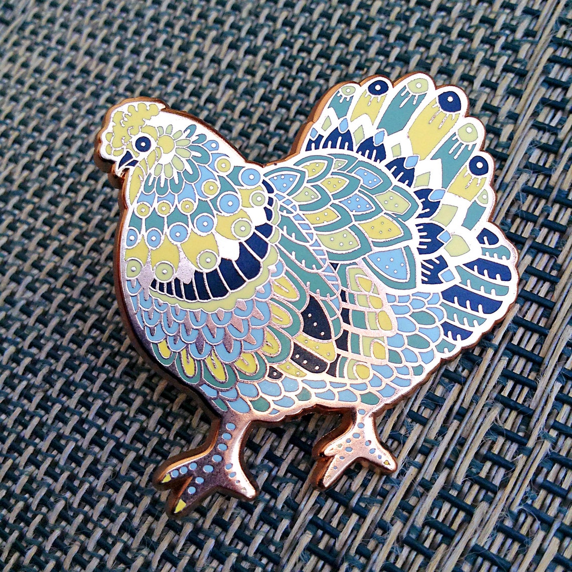Ornate Chicken Pins in Rose Gold | Etsy