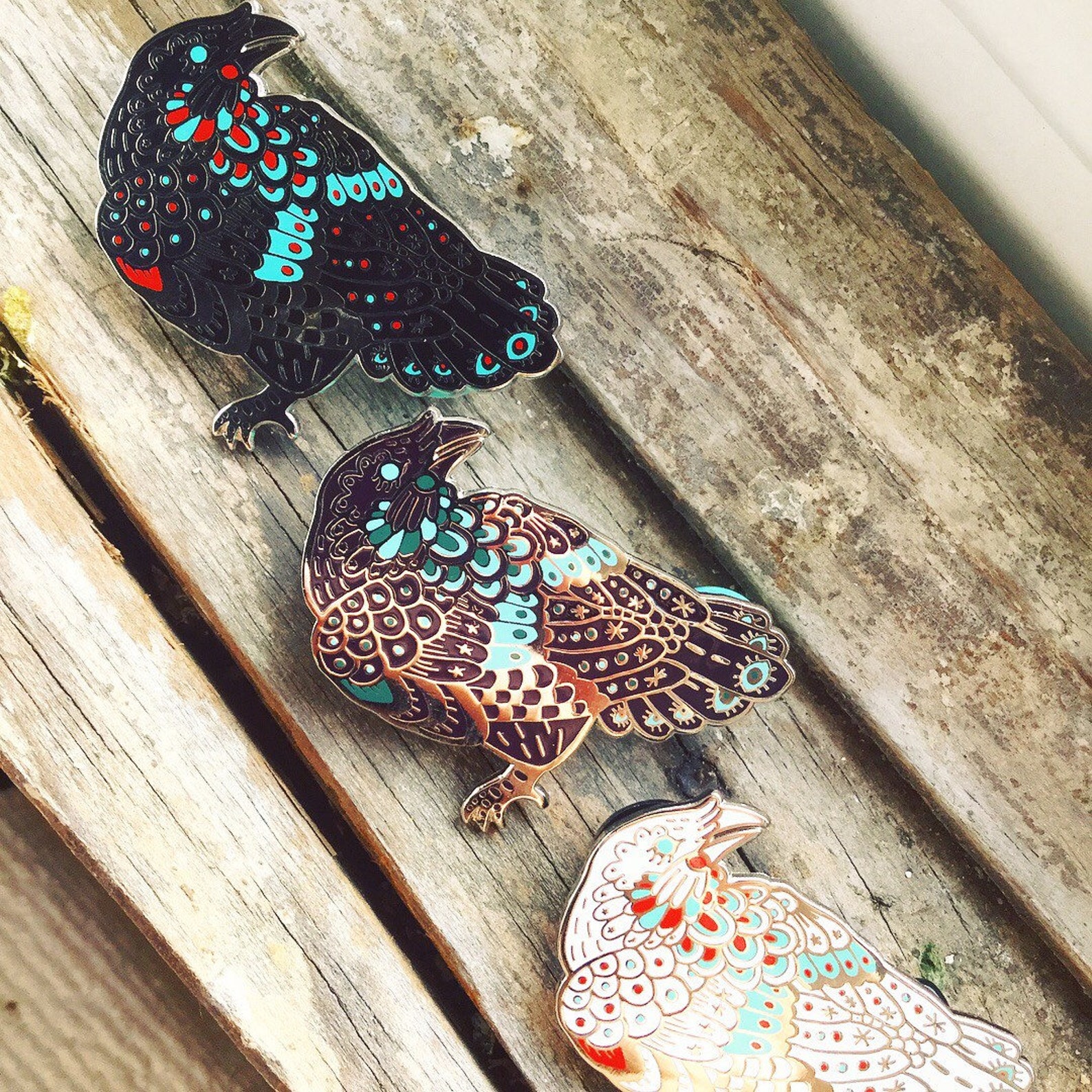Enamel Raven Pins - Etsy