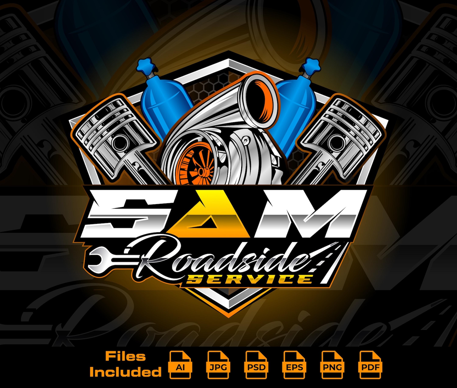 Custom Auto Repair Logo, Automotive Service Logo, Turbocharger Logo ...