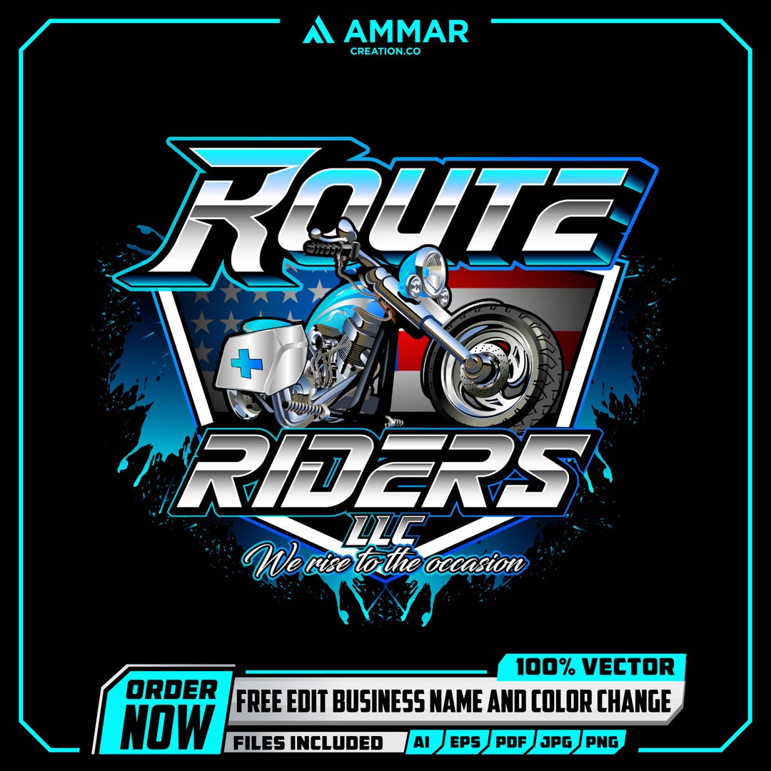 Custom Motorcycle Logo, Route Riders Logo, Biker Logo, Motorcycle Club ...