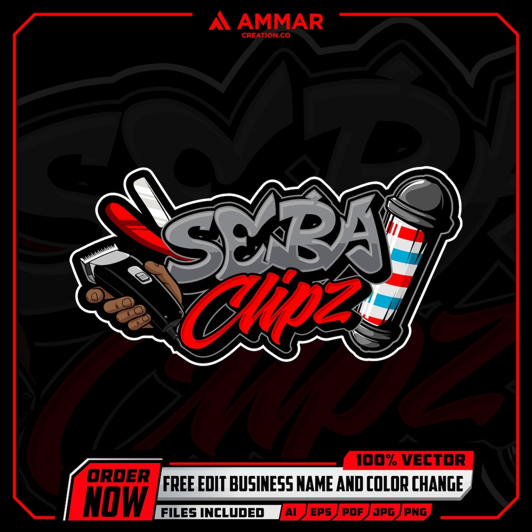 Custom Barber Logo, Graffiti Style Logo, Barber Shop Graphics, Esports ...