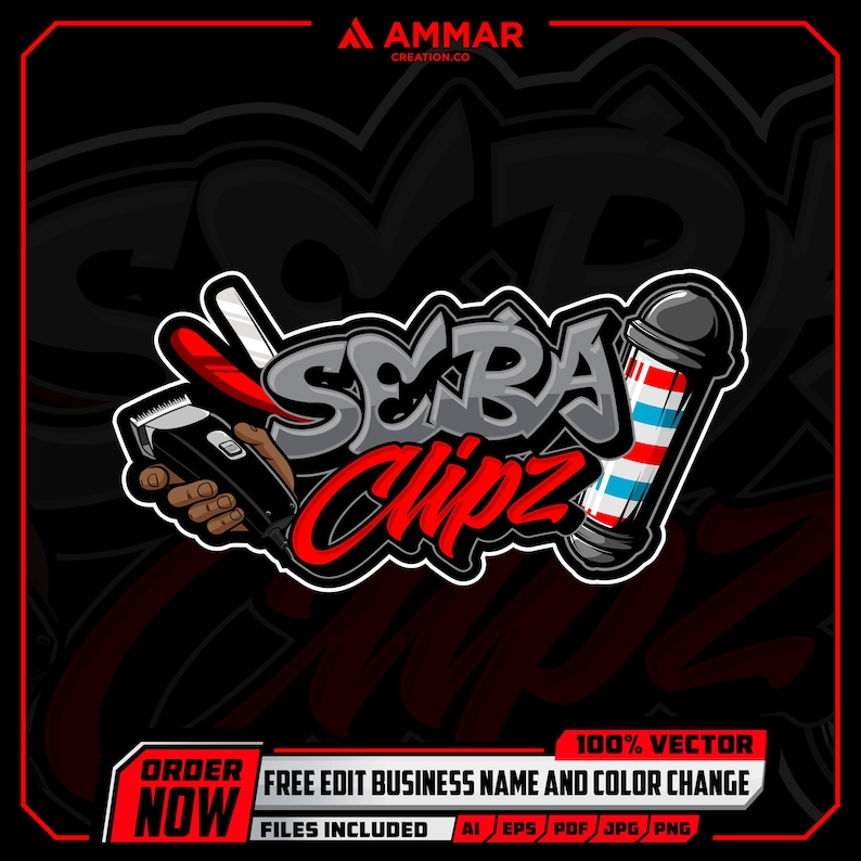 Custom Barber Logo, Graffiti Style Logo, Barber Shop Graphics, Esports ...