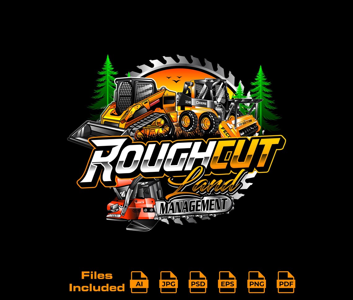 Custom Land Management Logo, Construction Logo, Excavator Logo, Skid ...
